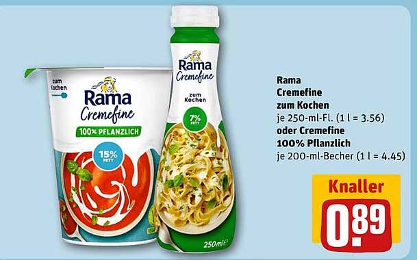 Rama Cremefine 100% Pflanzlich Angebot bei REWE Center - ProspektGuru.de