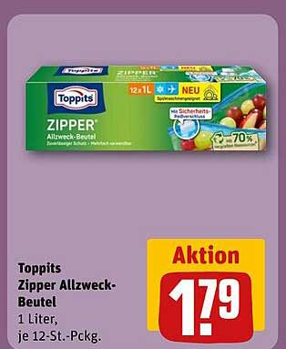 Toppits Zipper Allzweck-Beutel Angebot bei REWE Center - ProspektGuru.de