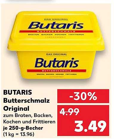 Butaris Butterschmalz Original 250-G-Becher Angebot bei Kaufland ...