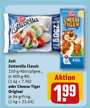 Zott Zottarella Classic Oder Cheese Tiger Original Angebot bei REWE