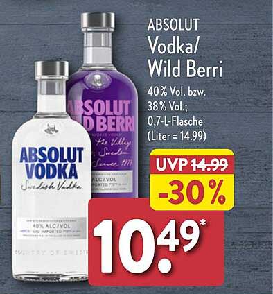 Absolut Vodka/Wild Berri Angebot bei Aldi Nord