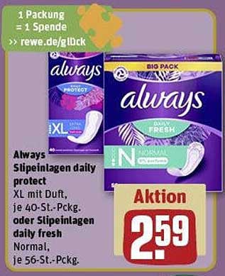 Always Slipeinlagen Daily Protect Angebot bei REWE