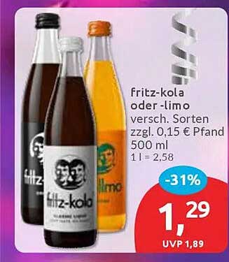 Fritz-Kola Oder -Limo, Verschiedene Sorten, 500 Ml Angebot bei Budni ...