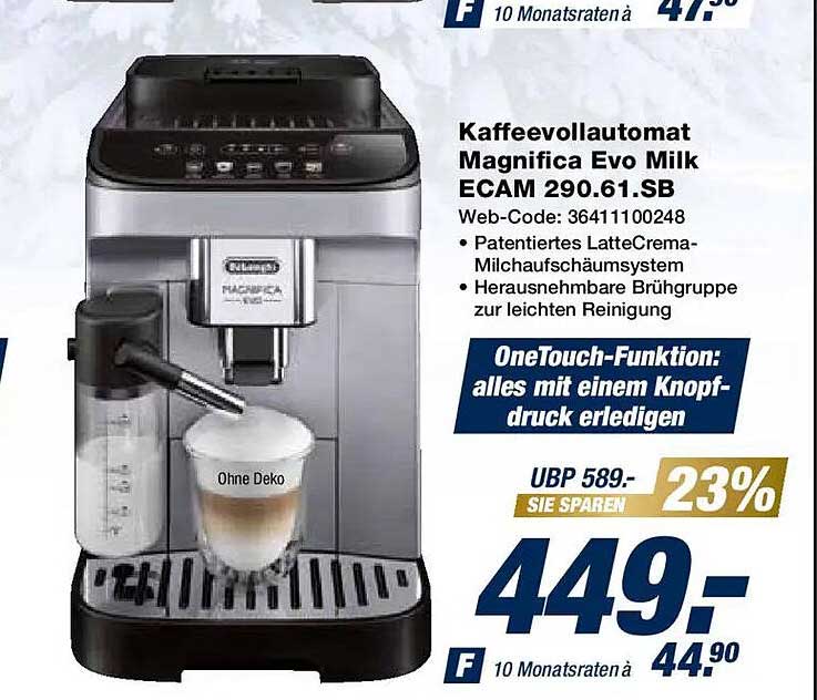 Kaffeevollautomat Magnifica Evo Milk Ecam 290.61.Sb Angebot bei Expert ...