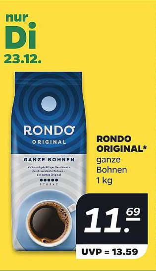 Rondo Original Ganze Bohnen 1 Kg Angebot bei NETTO - ProspektGuru.de