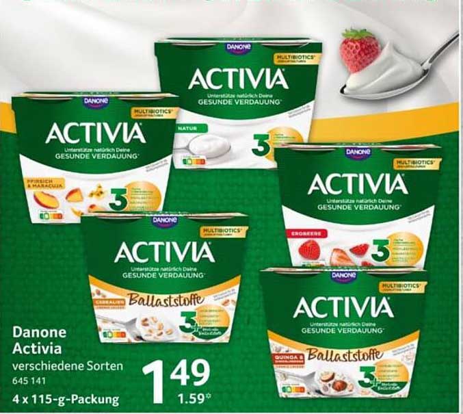 Danone Activia Verschiedene Sorten 645 141 4 X 115-G-Packung Angebot ...