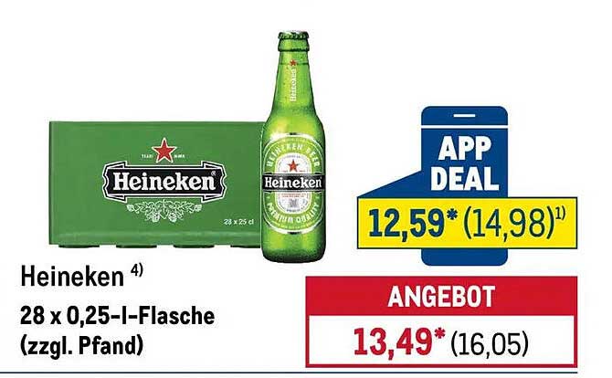 Heineken 28 X 0,25-I-Flasche (Zzgl. Pfand) Angebot bei METRO ...