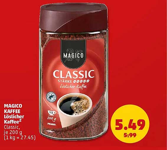 Magico Kaffee Löslicher Kaffee² Mild, Je 200 G Angebot bei Penny ...