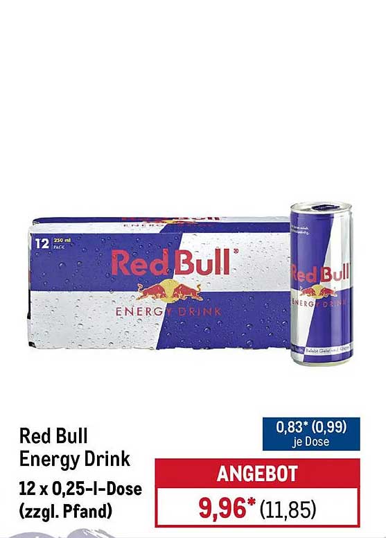 Red Bull Energy Drink 12 X 0,25-L-Dose (Zzgl. Pfand) Angebot bei METRO ...