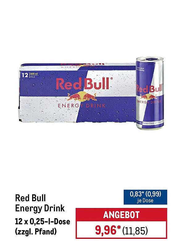Red Bull Energy Drink 12 X 0,25-L-Dose (Zzgl. Pfand) Angebot bei METRO ...