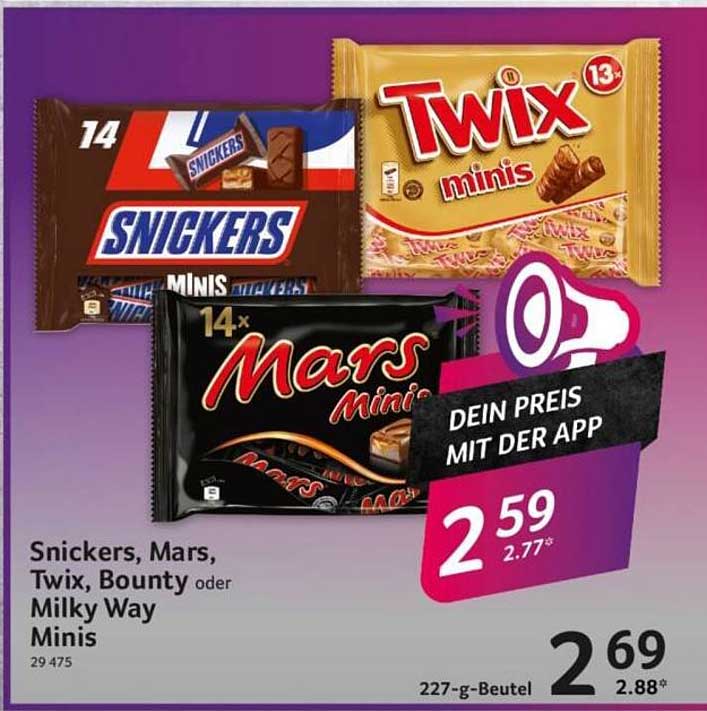 Snickers, Mars, Twix, Bounty Oder Milky Way Minis Angebot bei Selgros ...