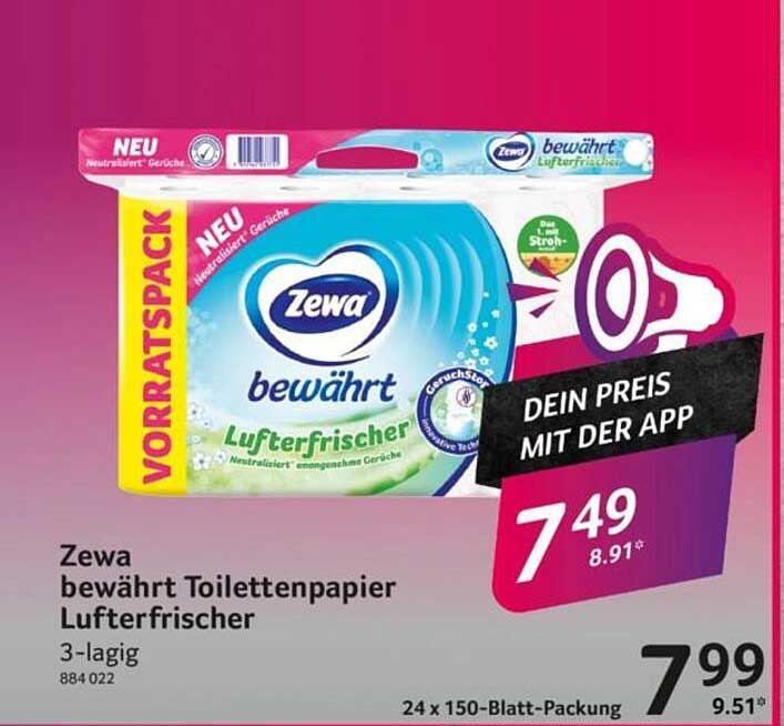 Zewa Bewährt Toilettenpapier 3-Lagig, Versch. Sorten, 8 X 150 Blatt ...