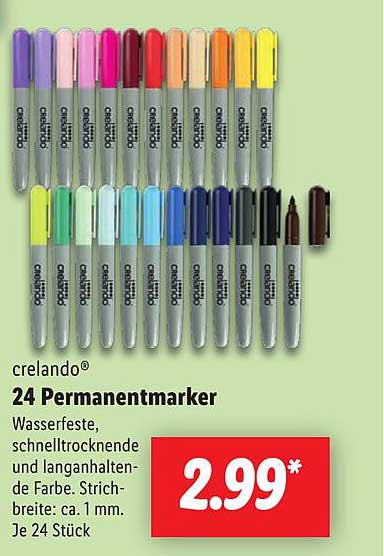 Crelando® 24 Permanentmarker Angebot bei Lidl