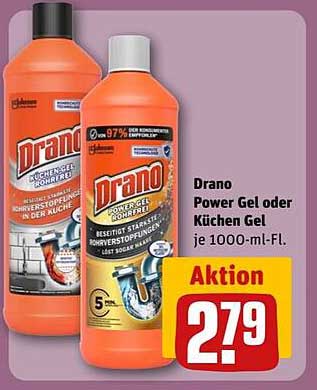 Drano Power Gel Oder Küchen Gel Angebot bei REWE Center