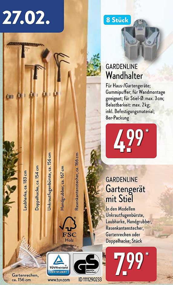 Gardenline Wandhalter Gardenline Gartengerät Mit Stiel Angebot bei Aldi ...