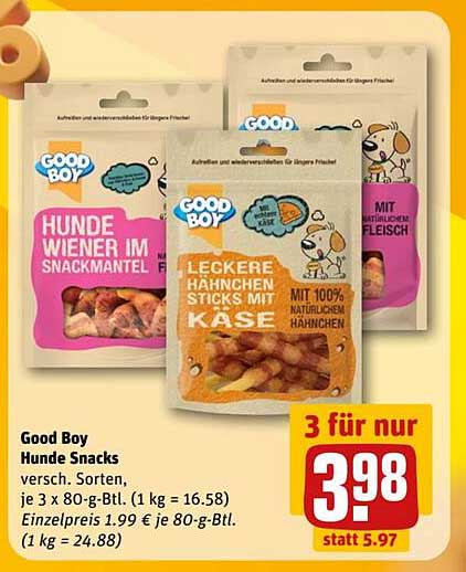 Good Boy Hunde Snacks Angebot bei REWE Center - ProspektGuru.de