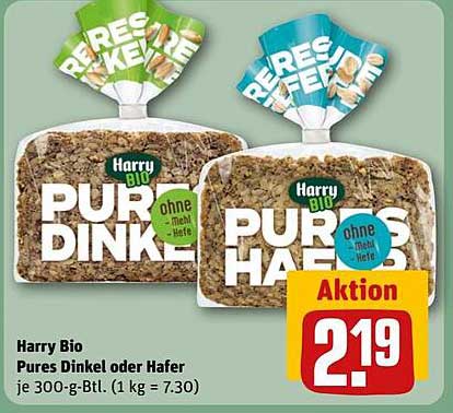 Harry Bio Pures Dinkel Oder Hafer Angebot bei REWE Center - ProspektGuru.de
