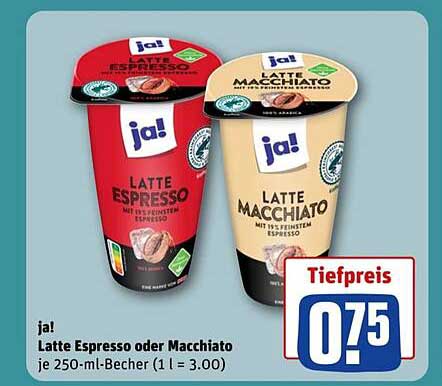 Ja! Latte Espresso Oder Macchiato Angebot bei REWE Center - ProspektGuru.de