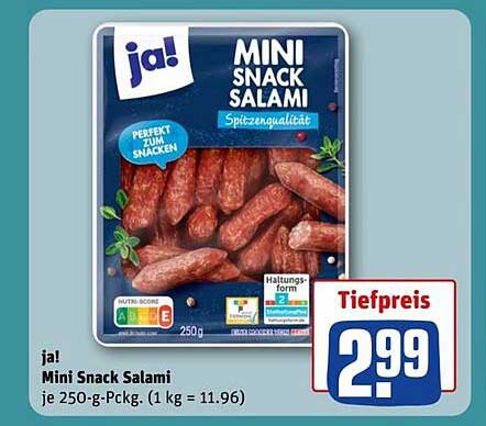Ja! Mini Snack Salami Angebot bei REWE Center