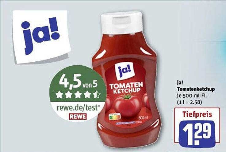 Ja! Tomatenketchup Angebot bei REWE