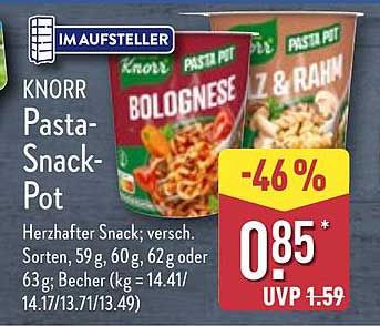 Knorr Pasta-Snack-Pot Angebot bei Aldi Nord