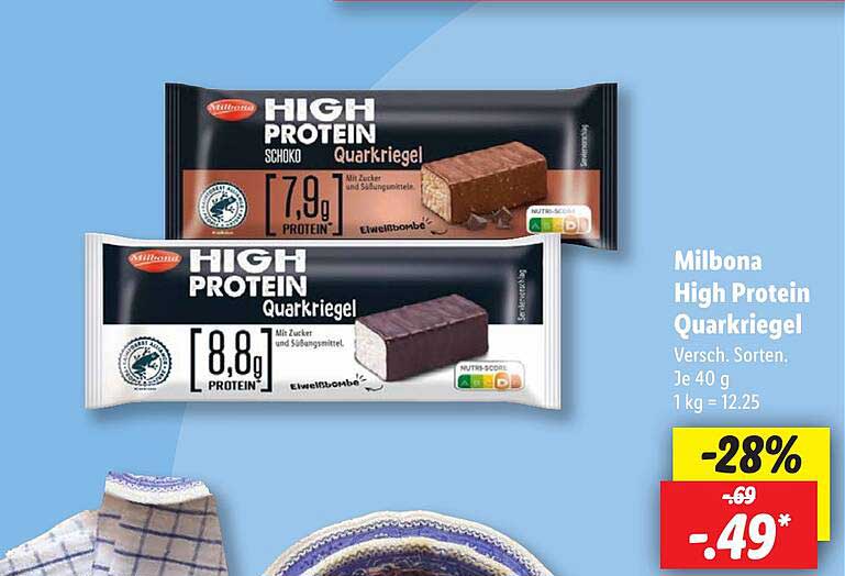 Milbona High Protein Quarkriegel Angebot bei Lidl - ProspektGuru.de