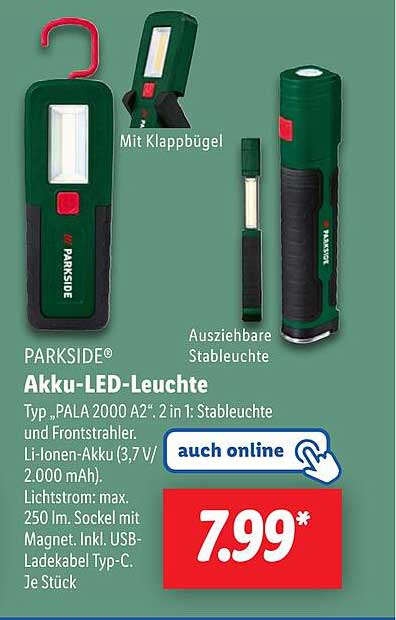 Parkside Akku-Led-Leuchte Angebot bei Lidl