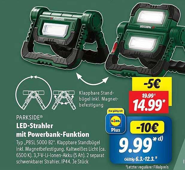Parkside Led-Strahler Mit Powerbank-Funktion Angebot bei Lidl ...