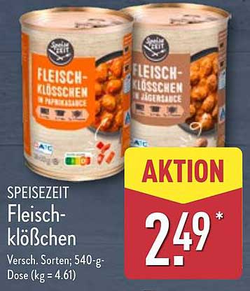 Speisezeit Fleischklößchen Angebot bei Aldi Nord