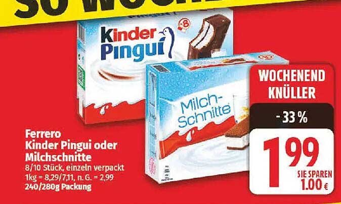 Ferrero Kinder Pingui Oder Milchschitte Angebot bei NP Discount ...