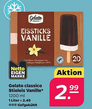 Gelato Classico Stieleis Vanille* 1200 Ml Angebot bei NETTO ...