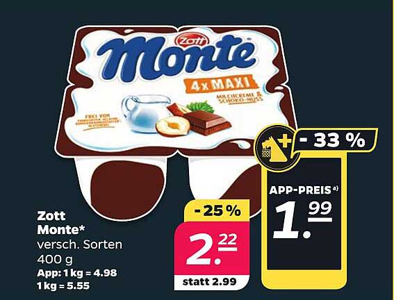 Zott Monte* Versch. Sorten 400 G Angebot bei NETTO - ProspektGuru.de