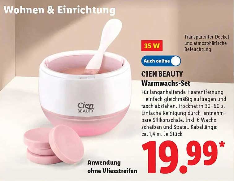 Cien Beauty Warmwachs-Set Angebot bei Lidl - ProspektGuru.de