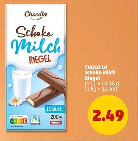 Choco'la Schoko Milch Riegel Angebot bei Penny