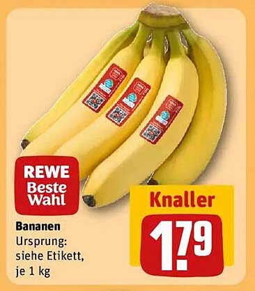 Rewe Beste Wahl Bananen, 1 Kg Angebot bei REWE Kaufpark - ProspektGuru.de