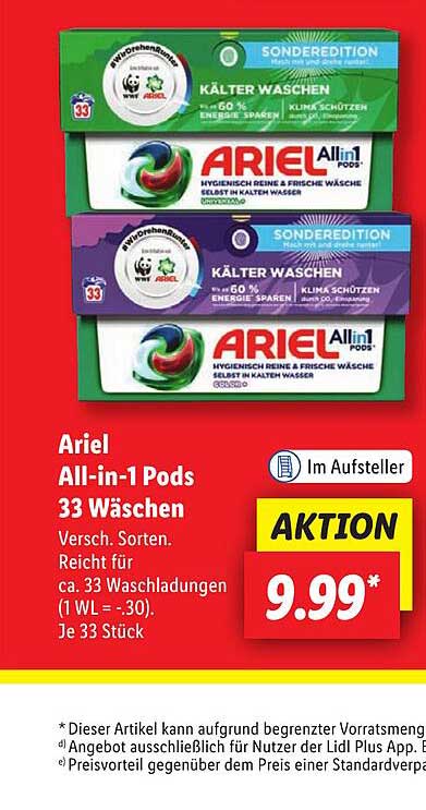 Ariel All-In-1 Pods 33 Wäschen Angebot bei Lidl - ProspektGuru.de