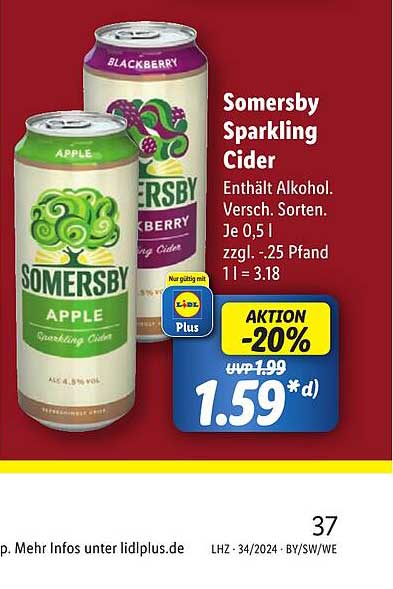 Somersby Sparkling Cider Angebot bei Lidl