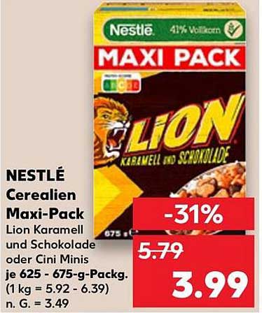 Nestlé Cerealien Maxi-Pack Lion Karamell Und Schokolade Angebot bei ...