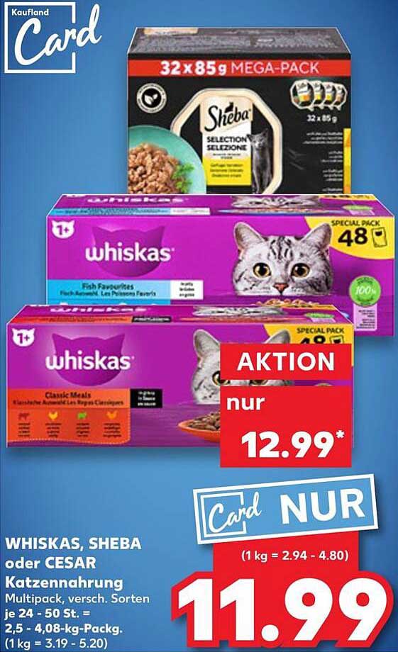 Whiskas, Sheba Oder Cesar Katzennahrung Angebot bei Kaufland