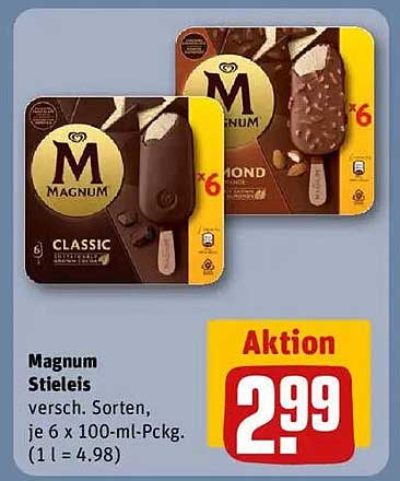 Magnum Stieleis - Verschiedene Sorten, Je 6 X 100-Ml-Pckg. Angebot bei ...