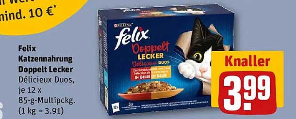 Felix Katzennahrung Doppelt Lecker - Delicieux Duos Angebot bei REWE ...