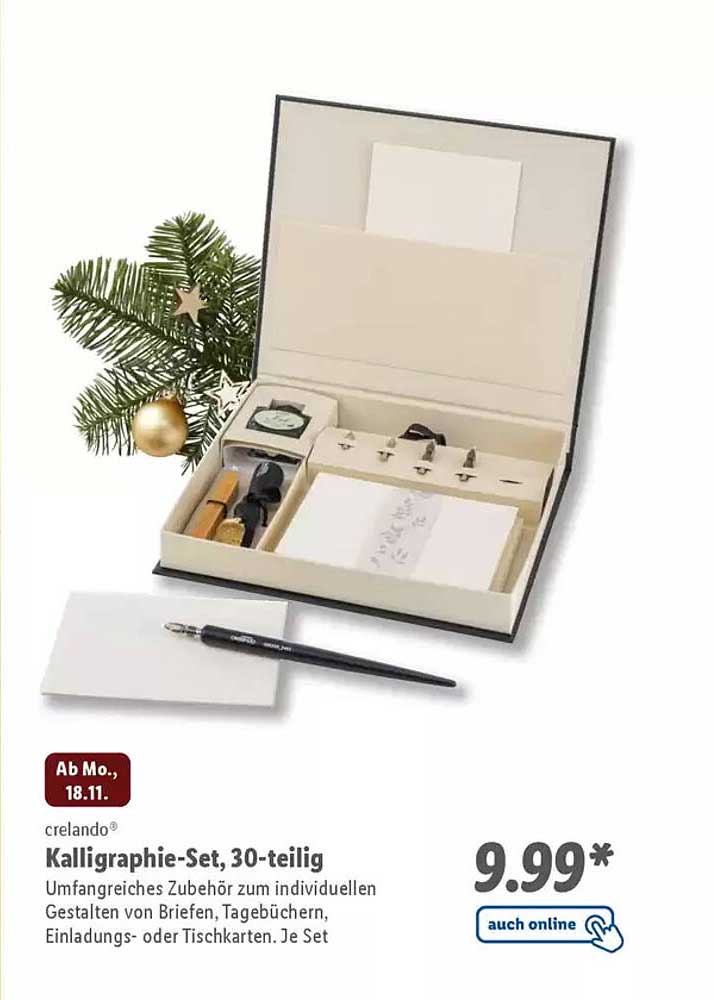 Crelando® Kalligraphie-Set, 30-Teilig Angebot bei Lidl