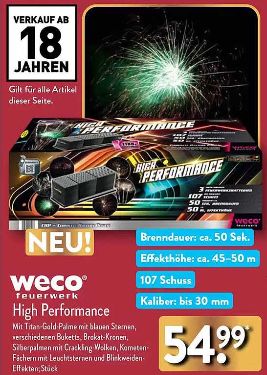 Weco Feuerwerk High Performance Angebot bei Aldi Nord - ProspektGuru.de