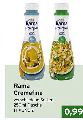 Rama Cremefine Verschiedene Sorten 250Ml Flasche Angebot bei CAP Markt ...