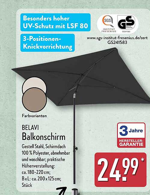 Belavi Balkonschirm Angebot bei Aldi Nord - ProspektGuru.de