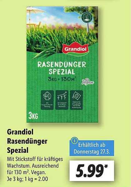 Grandiol Rasendünger Spezial Angebot bei Lidl