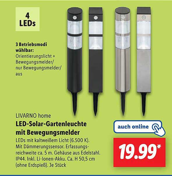 Livarno Home Led-Solar-Gartenleuchte Mit Bewegungsmelder Angebot bei ...