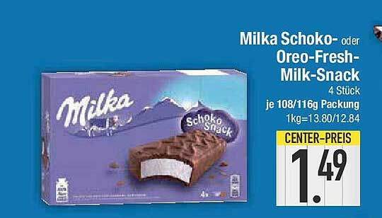 Milka Schoko- Oder Oreo-Fresh-Milk-Snack Angebot bei E-Center