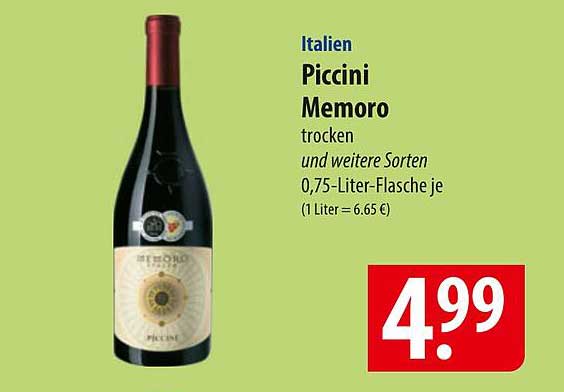 Piccini Memoro Angebot bei Famila Nord Ost - ProspektGuru.de