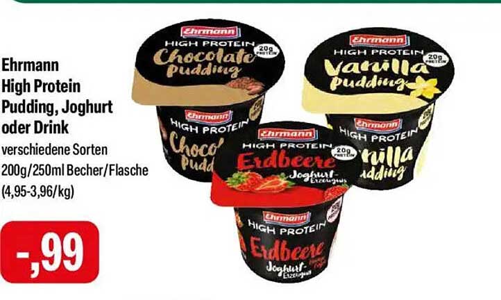 Ehrmann High Protein Pudding, Joghurt Oder Drink - Verschiedene Sorten ...